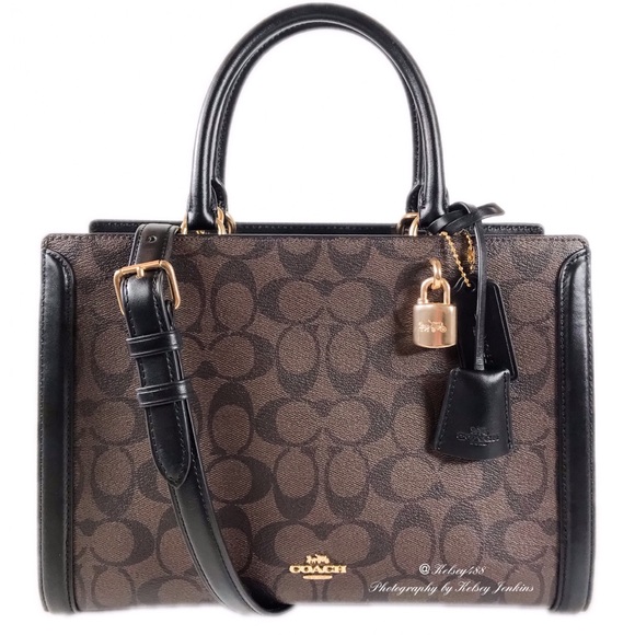 Coach | Bags | Coach Zoe Signature Canvas Leather Satchel Handbag ...